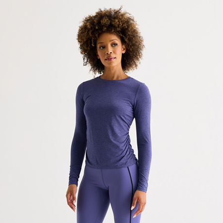 Click here for Xersion Womens Everyday Ruched Crew Neck Long Slee... prices