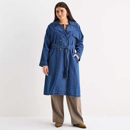 Click here for a.n.a Womens Plus Denim Belted Midweight Trench Co... prices
