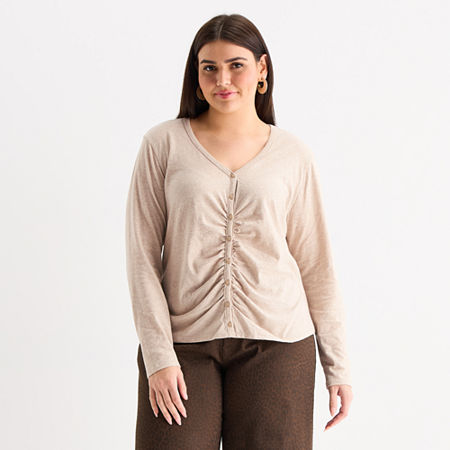 Click here for a.n.a Womens Plus Y Neck Long Sleeve T-Shirt  1x... prices