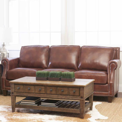 Yule Roll-Arm Leather Sofa