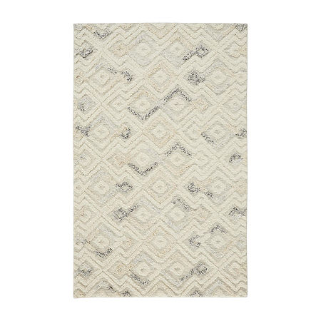 Feizy Anica R8004 5 x 8 Area Rug - Ivory  Blue