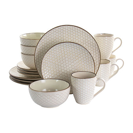 Elama Honey 16 Pc. Dinnerware Set  Service for 4 - Open White