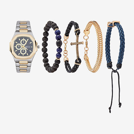 American Exchange Mens Two-Tone Metal Alloy Bracelet Watch 52mm Gift Set - Two Tone