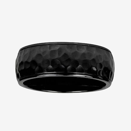 Click here for Mens 8mm Black Hammered Titanium Wedding Band  8... prices