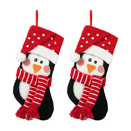 Click here for Glitzhome 19 3D Penguin Hooked Christmas Stocking... prices
