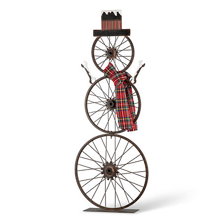 Click here for Glitzhome Snowman Wheel Christmas Yard Art  One Si... prices