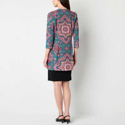 Danny & Nicole Womens Medallion Jacket Dress, Color: Black Teal - JCPenney