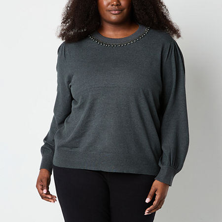 Click here for Liz Claiborne Plus Womens Crew Neck Embellished Lo... prices