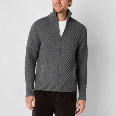 mutual weave Mens Long Sleeve Cardigan, Color: Dark Gray Htr - JCPenney