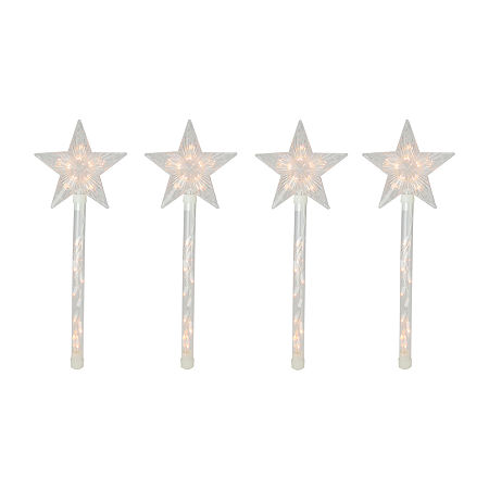 Northlight Lighted Star Christmas Pathway Marker with Lawn Stakes - Clear