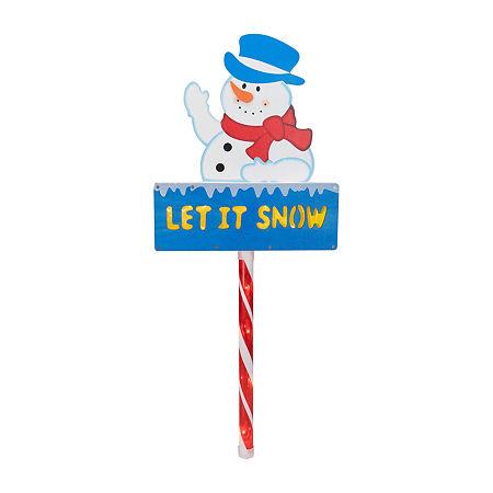 Northlight Pre-Lit Snowman Let It Snow Christmas Lawn Stake - Blue