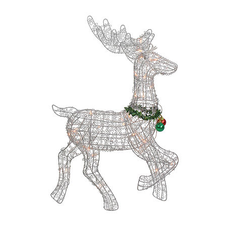 Northlight Lighted Prancing Reindeer Christmas Yard Art  One Size  Silver