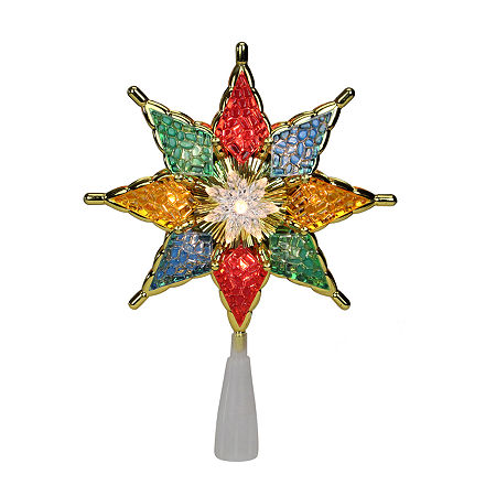 Northlight Pre-Lit Crystal 8-Point Star Christmas Tree Topper  One Size  Red