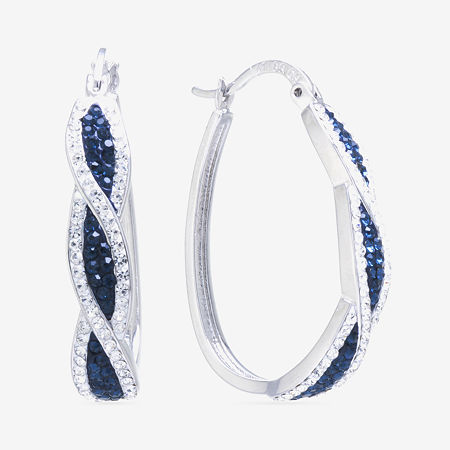 Click here for Sparkle Allure Womens Blue Crystal 35mm Oval Hoop... prices