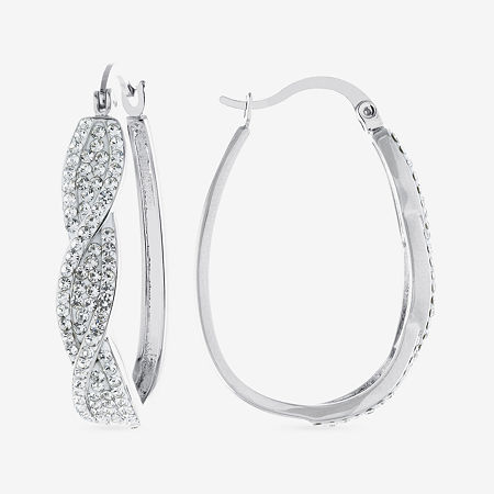 Click here for Sparkle Allure Womens Blue Crystal 35mm Oval Hoop... prices