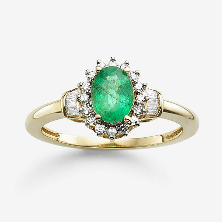 Click here for Gemstone & 1/4 C.T. T.W. Diamond 10K Gold Oval Hal... prices