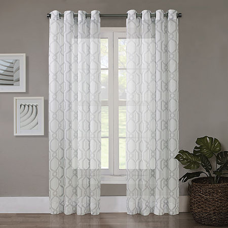 Click here for Regal Home Crushed Voile Geo Print Grommet Top She... prices