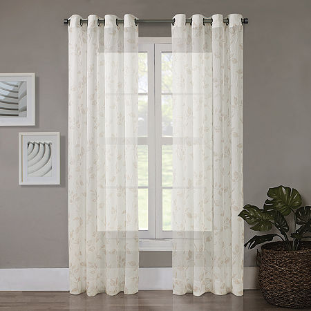 Click here for Regal Home Crushed Voile Leaves Print Grommet Top... prices