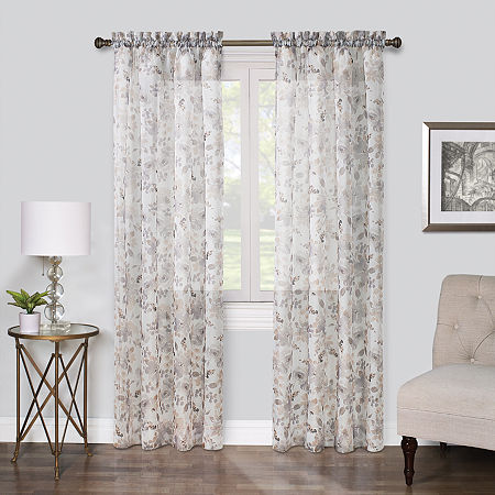 Click here for Regal Home Floral Printed Voile Rod Pocket Sheer S... prices