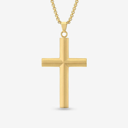 Click here for Mens Gold Ion Plated Stainless Steel Cross Pendant... prices