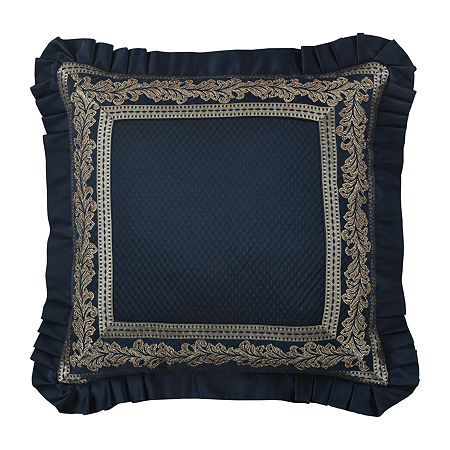 J Queen New York Monte Carlo Square Embellished Decorative Pillow  20 x 20 - Navy