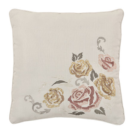 Royal Court Chablis Embroidered Square Decorative Pillow-16x16