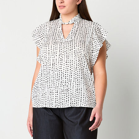 Click here for Worthington Womens Keyhole Neck Short Sleeve Satin... prices