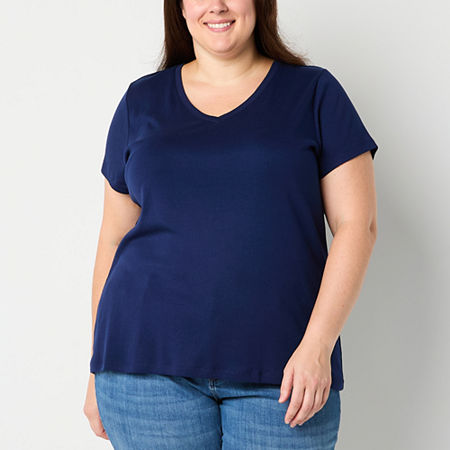 Click here for St. Johns Bay Womens V Neck Short Sleeve Plus T-Sh... prices