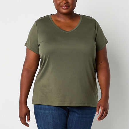 Click here for St. Johns Bay Womens V Neck Short Sleeve Plus T-Sh... prices