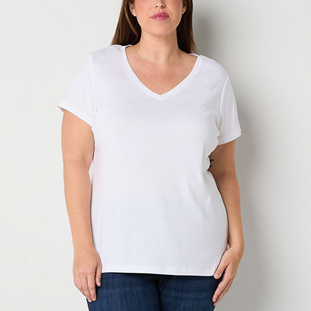Click here for St. Johns Bay Womens V Neck Short Sleeve Plus T-Sh... prices