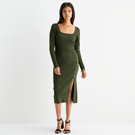 Click here for by&by Womens Juniors Long Sleeve Midi Sweater Dres... prices