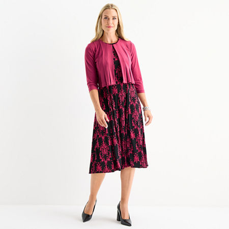 Click here for Danny & Nicole Womens Damask Midi Jacket Dress  La... prices