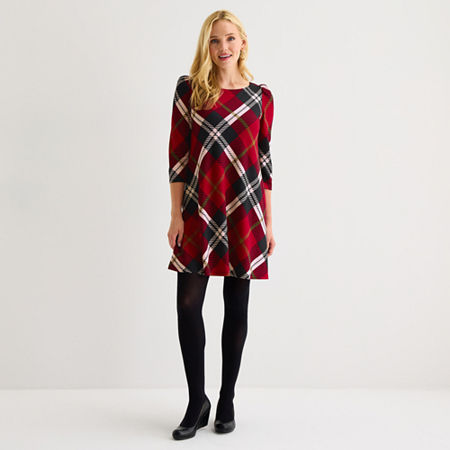 Click here for Jessica Howard Womens 3/4 Sleeve Plaid Shift Dress... prices