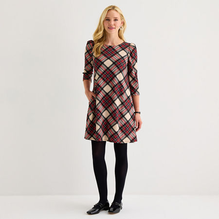 Click here for Jessica Howard Womens 3/4 Sleeve Plaid Shift Dress... prices