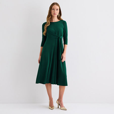 Click here for Perceptions Womens 3/4 Sleeve Midi Fit + Flare Dre... prices