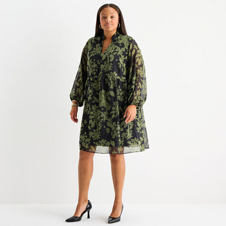 Click here for 52seven Womens Plus Long Sleeve Floral Fit + Flare... prices