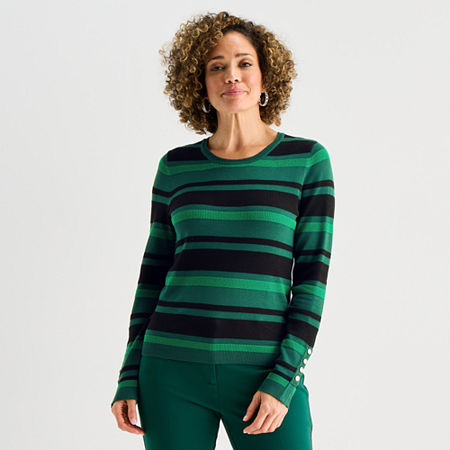 Click here for Liz Claiborne Womens Round Neck Long Sleeve Stripe... prices