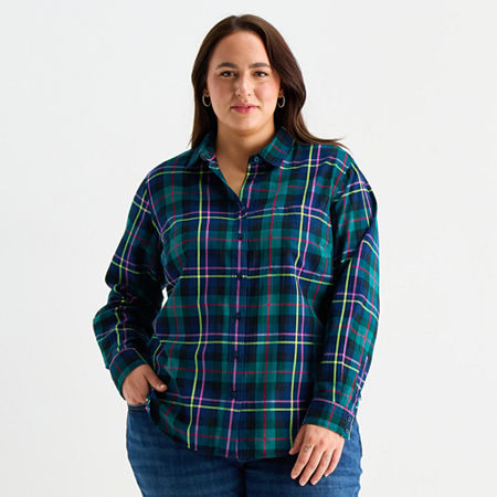 Click here for St. Johns Bay Womens Plus Long Sleeve Blouse  1x... prices