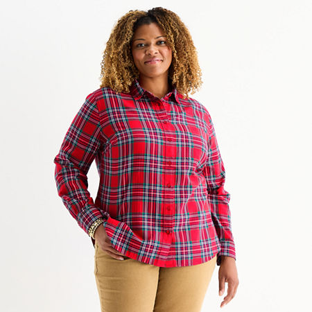 Click here for St. Johns Bay Womens Long Sleeve Plus Blouse  1x... prices