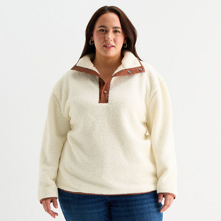 Click here for St. Johns Bay Womens Plus Mock Neck Long Sleeve Sw... prices