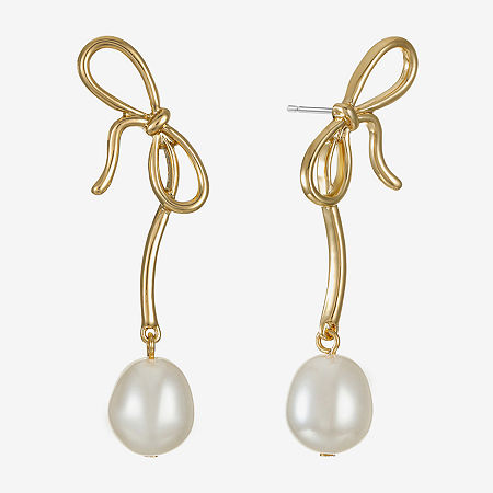 Click here for Bijoux Bar Womens Simulated Pearl Bow Hypoallergen... prices