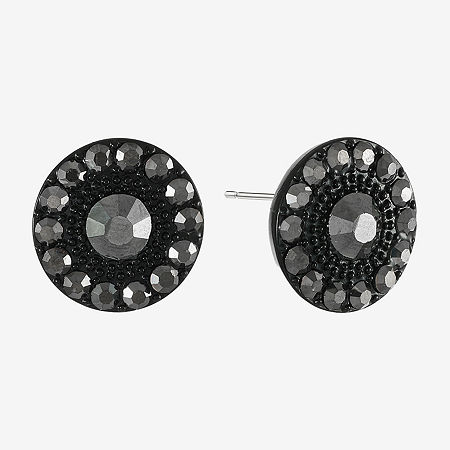 Click here for Mixit Black Gray Glass 25mm Round Stud Earrings  O... prices