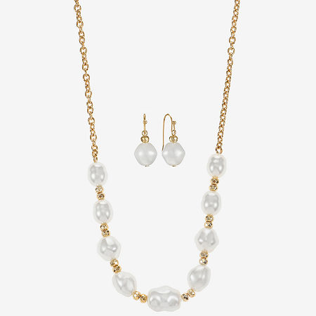 Click here for Liz Claiborne Gold Tone Frontal Necklace & Drop Ea... prices