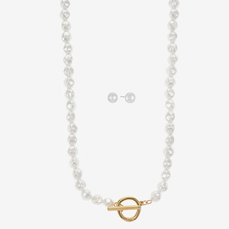Click here for Liz Claiborne Gold Tone Toggle Collar Necklace & S... prices