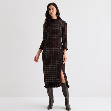 Click here for 52seven Womens Long Sleeve Windowpane Midi Sweater... prices