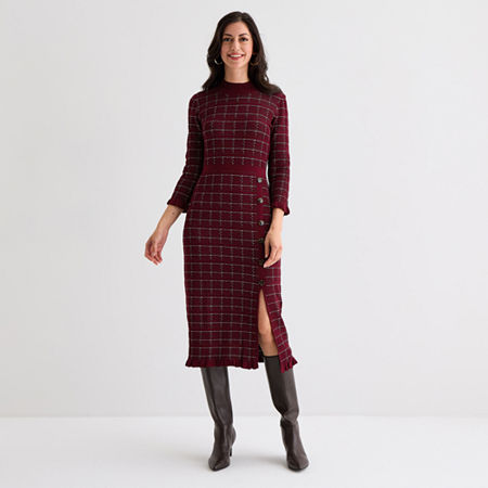 Click here for 52seven Womens Long Sleeve Windowpane Midi Sweater... prices