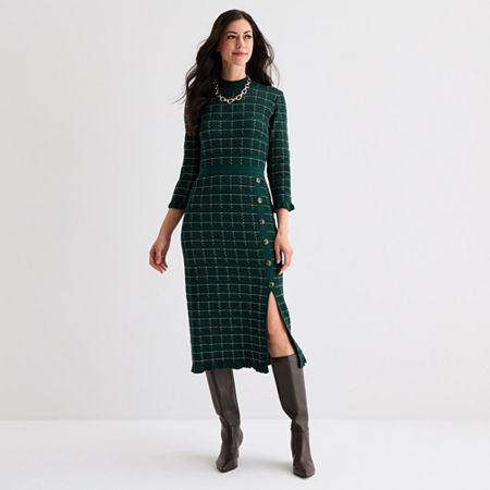 Click here for 52seven Womens Long Sleeve Windowpane Midi Sweater... prices