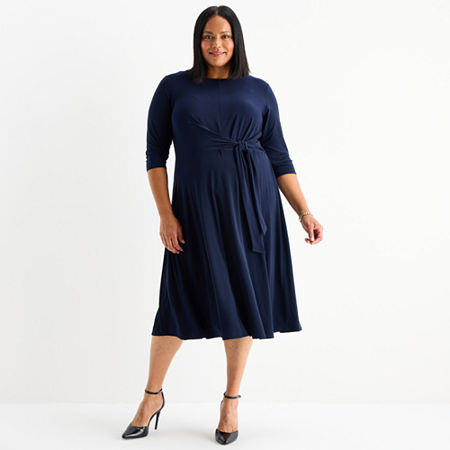 Click here for Perceptions Womens 3/4 Sleeve Midi Plus Fit + Flar... prices