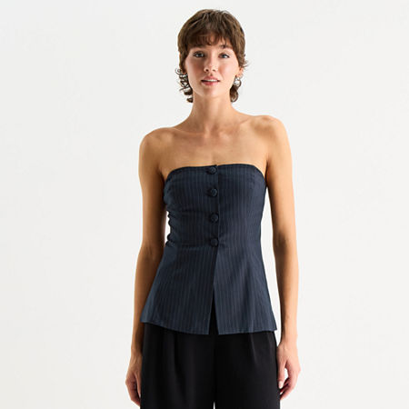 Bcx Juniors Chalk Stripe Strapless Suit Vest Top - Color 3