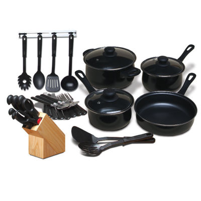 Moda Fina Chef's Du Jour 32-pc. Kitchen Combo Set, Color: Black - JCPenney